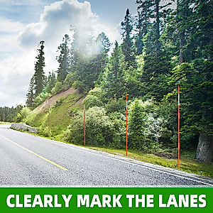 20Pcs Driveway Markers,4Ft Driveway Reflective Poles, Orange Fiberglass Snow Stakes with Reflective Tape for Easy Visibility at Night for Parking Lots, Walkways and Garages Ski Slopes Road (20)