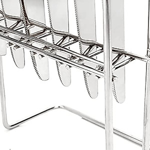 Snplowum 24-Piece Hanging Silverware Set With A Cutlery Rack, Mirror Stainless Steel Flatware With Imitation Marble Wooden Handle Service For 6, Black Silver