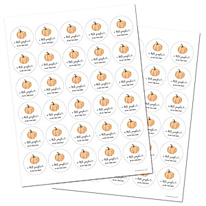 1.5" Round - A Little Pumpkin is On The Way Baby Shower Stickers - Set of 60 (White Background)