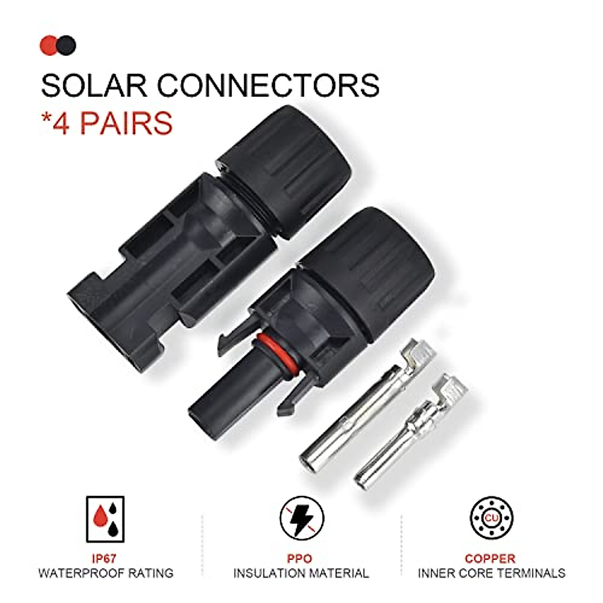 Solar PV Panel Crimping Tool Kit for AWG14-10 (2.5/4/6mm²); Includes a Pair of Solar Spanners and 4PCS Solar connectors; Portable Hand Tool Kit for Solar Installation