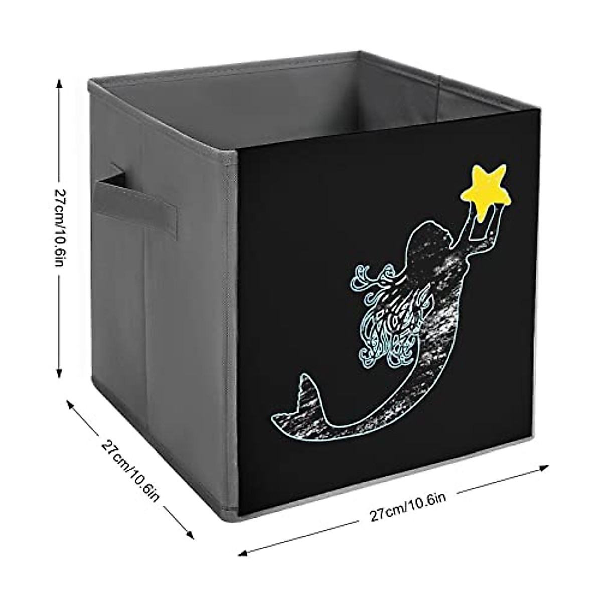 Mermaid Collapsible Storage Bins Basics Folding Fabric Storage Cubes Organizer Boxes with Handles