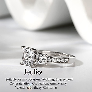 Jeulia Women's Engagement Rings Sterling Silver Promise Eternity Band Princess Cut Cubic Zirconia Wedding Engagement Anniversary Promise Rings Bridal Sets (6.5(U.S))