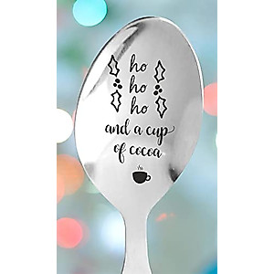 Ho Ho Ho Spoon Gift For Christmas for Tea Coffee Cocoa Lovers gift for Wife/Husband | Christmas Stocking Stuffer | Stainless Steel 7 inches Teaspoon