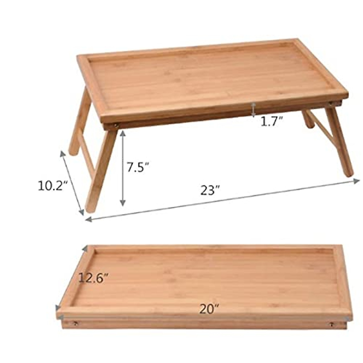 TBGFPO Wooden Folding Laptop Table Breakfast Serving Bed Trays, Adjustable Foldable with Flip Top and Legs Computer Desk Stand