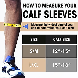 Coume 6 Pairs Calf Compression Sleeve Men and Women Footless Compression Socks for Leg Support, Shin Splints, Pain Relief (Black and Beige,Small/Medium)