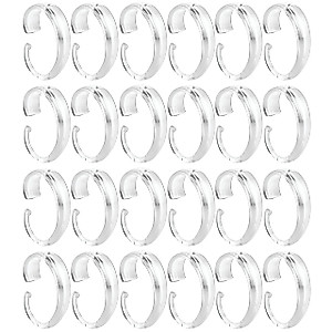24 Pc Heavy Duty Plastic Shower Curtain Rings Clear Hooks Type C Shaped Rod Bath