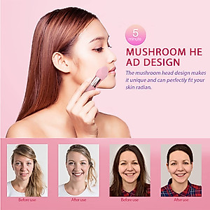 MAGICLULU 6Pcs Powder Puff Mushroom Makeup Sponge with Handle Foundation Blending Beauty Sponge Dry & Wet Use for Powder Cream or Liquid