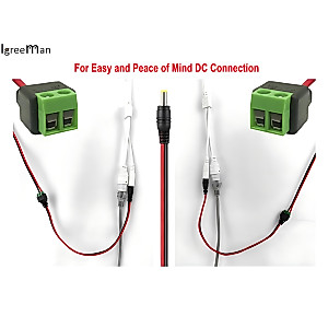 Igreeman 10 Pair Quick-Connect DC Power Pigtails - 18 AWG, 5A - Comes with Unique Terminal Jack Socket for Top-Notch Security Surveillance & Party Lighting - 2.1mm * 5.5mm Connectors