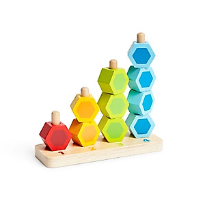 Hape Wooden Counting Stacker Block Set| Number Puzzles Counting Stacking Game for Toddlers 1Y+
