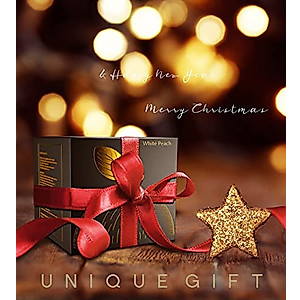 Scented Candles, Premium Peach Amber Candles for Home Scented, 7oz Large Fall Aromatherapy Candle, Soy Candles Gifts for Her Stress Relief, Christmas Birthday Gifts for Women with Black Gold Gift Box