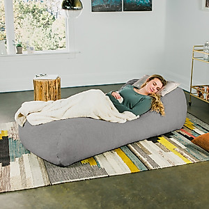 Jaxx Arlo Chaise Lounger Bean Bag Chair - Premium Chenille, Grey