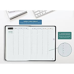 Inamio 24 Hourly Planner 2023 – 24 Hour Planner – Weekly and Monthly Appointment Book 2023 – Hardcover, Japanese Design – Minimalist Teacher Planner, Annual Planner with Time Slots – 6 x 8.5