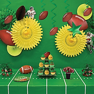 Beistle 5 Piece Football Party Hanging Swirl Sports Whirls for Game Day Tailgating Decorations, 40", Brown/Green/White