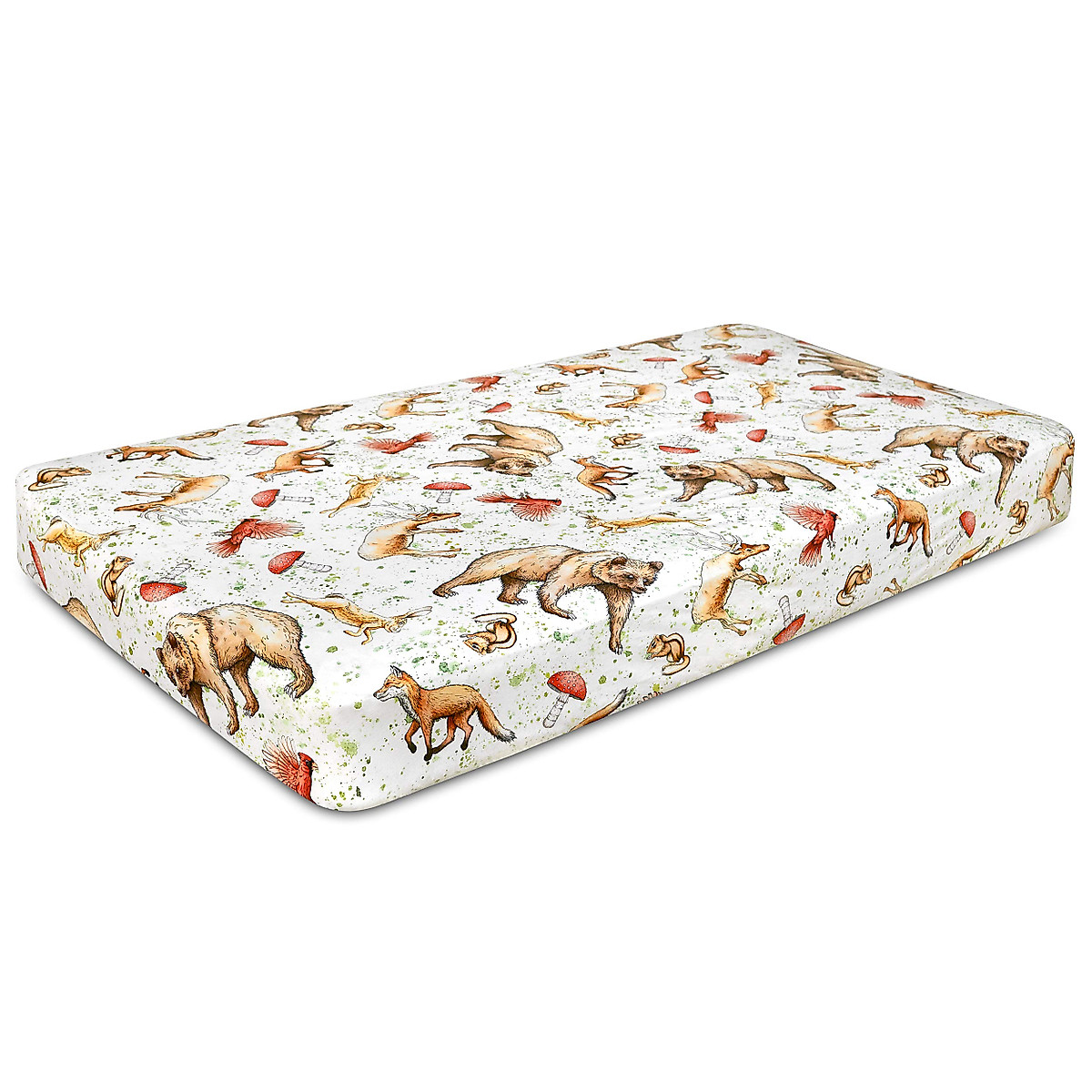 Woodland Animals Design Crib Sheet | Jersey Knit Cotton | Forest Creatures