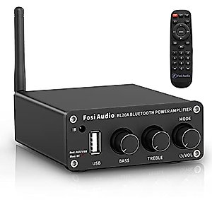 Fosi Audio BL20A 200W Bluetooth 5.0 Home Audio Stereo Amplifier Hi-Fi Mini Class D Integrated Amp with U-Disk/3.5MM AUX/RCA Input and Remote Control for Home Passive Theater Speaker with Power Supply