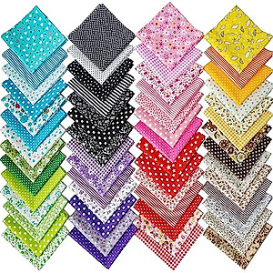 Misscrafts 56pcs Quilting Fabric 100% Cotton Craft Fabric Bundle 10x10 Inches Squares Fat Quarters Multicolored for Patchwork DIY Sewing Scrapbooking