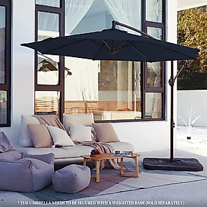 VINEY 10FT Patio Offset Umbrellas Cantilever Umbrella, Large Outdoor Umbrella w/Infinite Tilt, RECYCLED FABRIC Canopy & Cross Base for Backyard, Poolside, Lawn and Garden (Navy Blue)