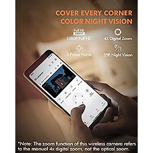 Dzees Solar Security Cameras Wireless Outdoor, 2K Battery Powered Security Camera, 360° PTZ Camera with Spotlight, Siren, Color Night Vision, AI Dectection, IP66 for Home Security, 2.4GHz