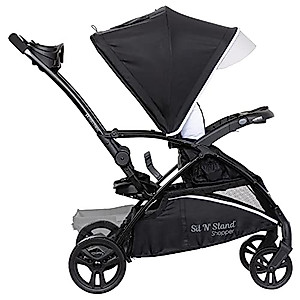 Baby Trend Sit N' Stand 5-in-1 Collapsible Shopper Stroller with Canopy, Visor, Extendable Storage Basket, Phone Tray, and 2 Cup Holders, Modern Khaki