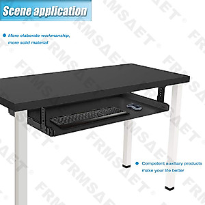 FRMSAET Under Desk Keyboard Tray Heavy-Duty All-Metal Material 20/24/30 inches Platform Computer Drawer Organizer Home Office Kitchen Bedroom Garage Storage Tool - Easy to Install.(30 inches, Black)