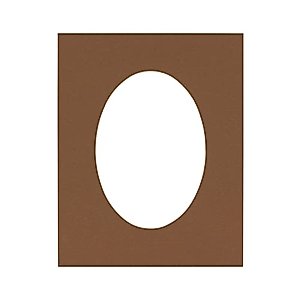 9x11 Mat Bevel Cut for 7x9 Photos - Precut Aged Oak Brown Oval Shaped Photo Mat Board Opening - Acid Free Matte to Protect Your Pictures - Bevel Cut for Family Photos, Pack of 1 Matboard Show Kit With