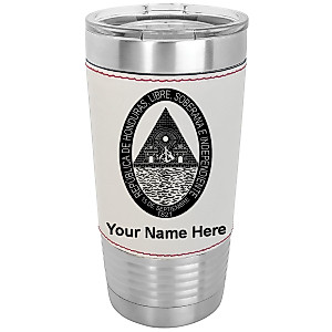 LaserGram 20oz Vacuum Insulated Tumbler Mug, Flag of Honduras, Personalized Engraving Included (Faux Leather, Baseball Style)