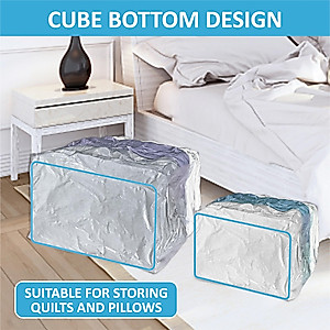 3 Pack Cube Vacuum Storage Bags, Jumbo Vacuum Cubes for Storage Vacuum Sealed, Extra Large Space Saver Vacuum Storage Bags for Bedding, Clothes, Comforters, Blanket, Duvets