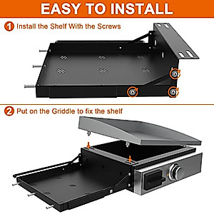 Grill Side Shelf for Blackstone 17" 22" 28" Griddle, Griddle Accessories for Blackstone 17 Inch 22 Inch 28 Inch Table Top Griddle, Black