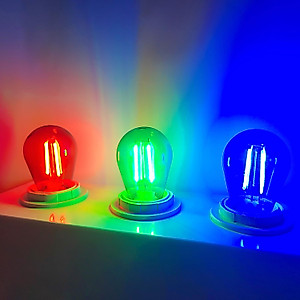 ZHZHLED S14 Blue Light Bulb Plastic 2 Watt LED Replacement Bulbs for Indoor Outdoor String Lights, Shatterproof Decorative E26 Base Filament Edison Christmas Halloween Colored Light Bulbs,15 Pack