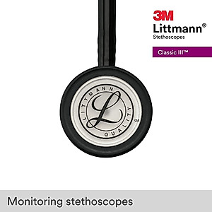 3M 5620 Littmann Classic III Monitoring Stethoscope with Black Identification Tag, 27" Black Tube