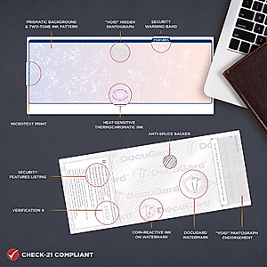 DocuGard Blue/Red Prismatic Top Check, 8.5 x 11 Inches, 24 lb, 500 Sheets, 1 Check Per Sheet (04532)