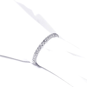 TIANYU GEMS 14K White Gold 1.5mm Moissanite Eternity Rings D Color VVS Clarity Round Moissanite Engagement Wedding Band Stackable for Women Men Proposal Anniversary Birthday Gift