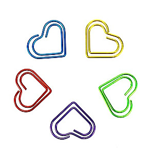 LC LICTOP Multicolor Heart Shape Paper Clips Creative Shape for Bookmark Office School Notebook 80pcs
