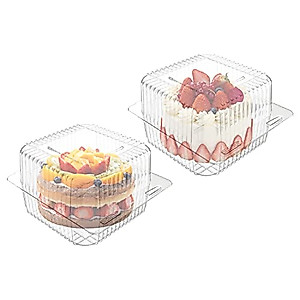 MINGXIAN 80 Pcs Clear Plastic Take out Containers,Disposable Clamshell Dessert Container with Lid, for Salads, Pasta, Sandwiches (5x4.7x2.8 in)