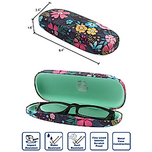 JAVOedge [3 PACK], Floral Pattern Medium Size Hard Eyeglass Storage Case Fits Most Glasses With Micro Cloth - Style C