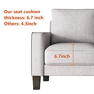 Myshle 3-Seater 2+3 Seat Sectional Storage Box, Sleeper Loveseat Couch Sets with Square Arms, Chesterfield Chaise, Wood Legs, Polyester, Modern Living Room Furniture Sofa in Light Grey