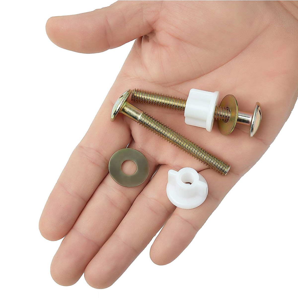 2Pcs Toilet Seat Screws, Steel Toilet Seat Hinge Bolts and Nuts, Heavy Duty Toilet Seat Fastener with Plastic Nuts and Metal Washers, Toilet Hardware Replacement for Top Mount Toilet Seat Hinges