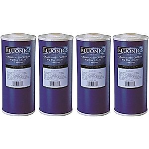 Bluonics Carbon Replacement Water Filters 4pcs GAC Granulated 4.5" x 10" Cartridges for Chlorine, Taste and Odor