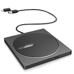 VersionTECH. External CD DVD Drive, USB 3.0 Type C Ultra-Slim Superdrive Optical Burner Writer Player CD DVD +/- RW, Compatible with Windows 10 8 7 XP Vista Mac OS System for Mac Pro Air iMac Laptop