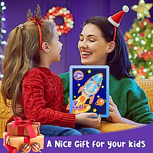 ForPeak Diamond Art for Kids, Arts and Crafts for Kids Ages 8-12, Mosaic Full Drill Gem Art Paint by Numbers, Animal 5D Diamond Painting Kits for Kids DIY for Kids Gift 6" X 6" 4 Pieces (Space)