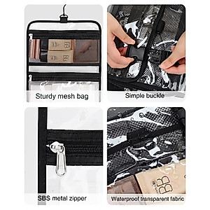 Clear Toiletry Bags for Traveling, Hanging Toiletry Bag for Women and Men with TSA Approved 3-1-1 Small Pouch, Large Travel Makeup Bag Cosmetic Organizer Pouch for Toiletries, Full Sized Container