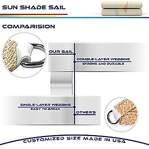 Windscreen4less 12' x 12' x 12' Sun Shade Sail Triangle Outdoor Canopy Cover UV Block for Backyard Porch Pergola Deck Garden Patio (Beige)