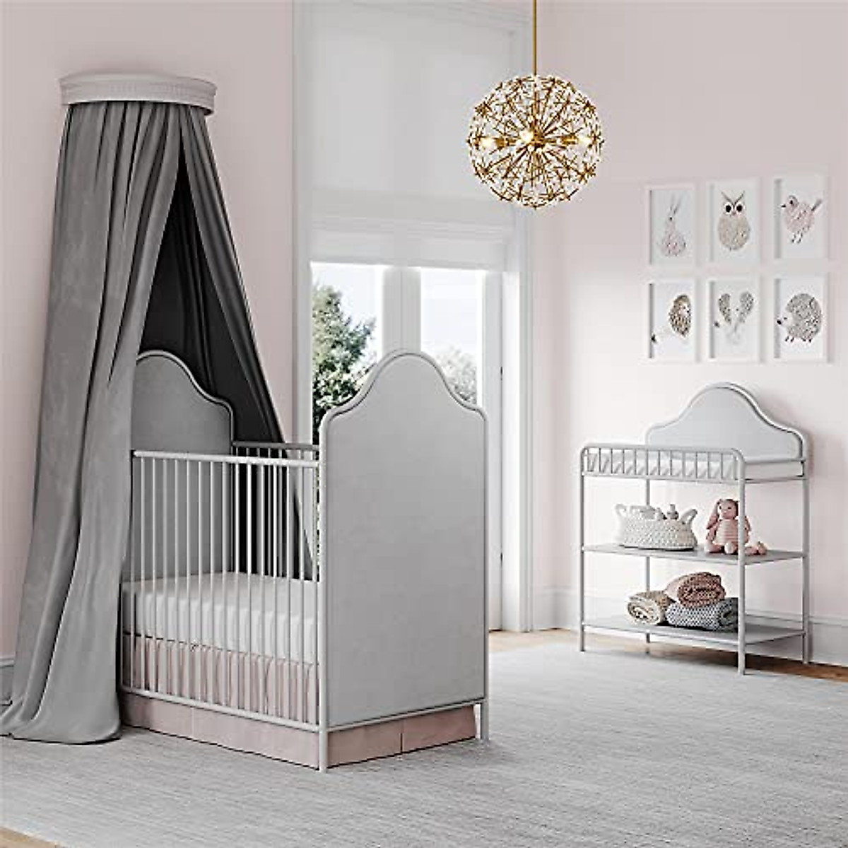 Little Seeds Piper Upholstered Metal Changing Table, Nursery Furniture, Dove Gray
