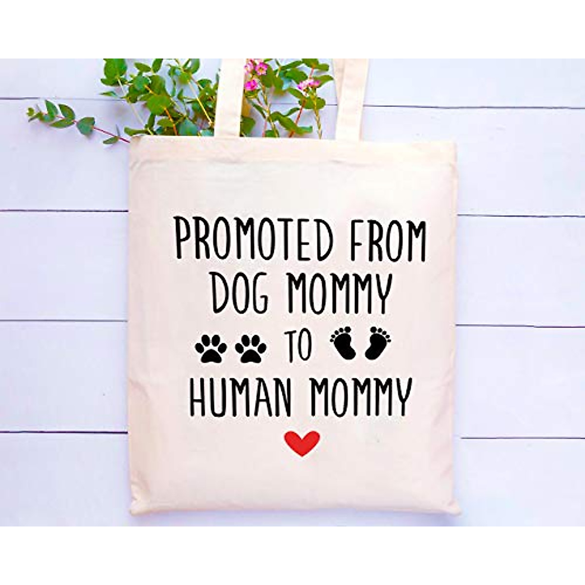 Promoted From Dog Mommy to Human Mommy - Mom to Be Gift -Have a Baby Gift - Pregnancy Announcement Gift - Baby Reveal Gift for New Mom Mother - Shoulder Bag Shopping Bag Tote Bag