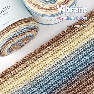 Katech Ombré Flower Yarn for Crocheting Knitting-Gradient Cake Yarn-4x100g 60% Cotton 30% Acrylic 10% Wool-Perfect for Scarves, Shawls, Blankets, and Garments That Stand Out with Style(A)