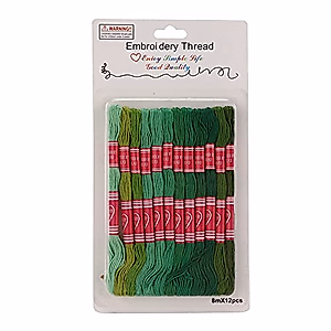 Embroidery Floss Set, Colorful Heavy Duty 12 Strands Polyester Exquisite Craft Tool Family Friend Kids Boys Girls Crafts (Green)