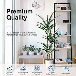 Lambye Artificial Tree, 4.6 Feet Agave Plant with 3 Heads in Plastic Pot, Potted Fake Greenery for Home, Office, Indoor and Outdoor Modern Decoration(2 Pack)