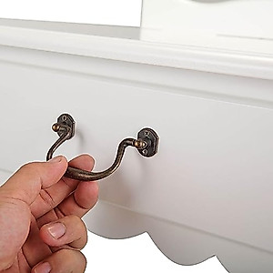 RIDFY Modern Vanity Desk with Cushioned Stool,Vanity Table Set with Large Drawers,Makeup Dressing Table with 360° Rotating Mirror for Women,Small Space Office, Writing, Reading,White