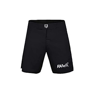 Hawk Sports Athletic Shorts for Men and Women, No Gi MMA Shorts for Boxing, Kickboxing, Jiu Jitsu, Muay Thai, and Wrestling, Workout Shorts for Exercise, Training, and Sparring - Black, Waist 32”