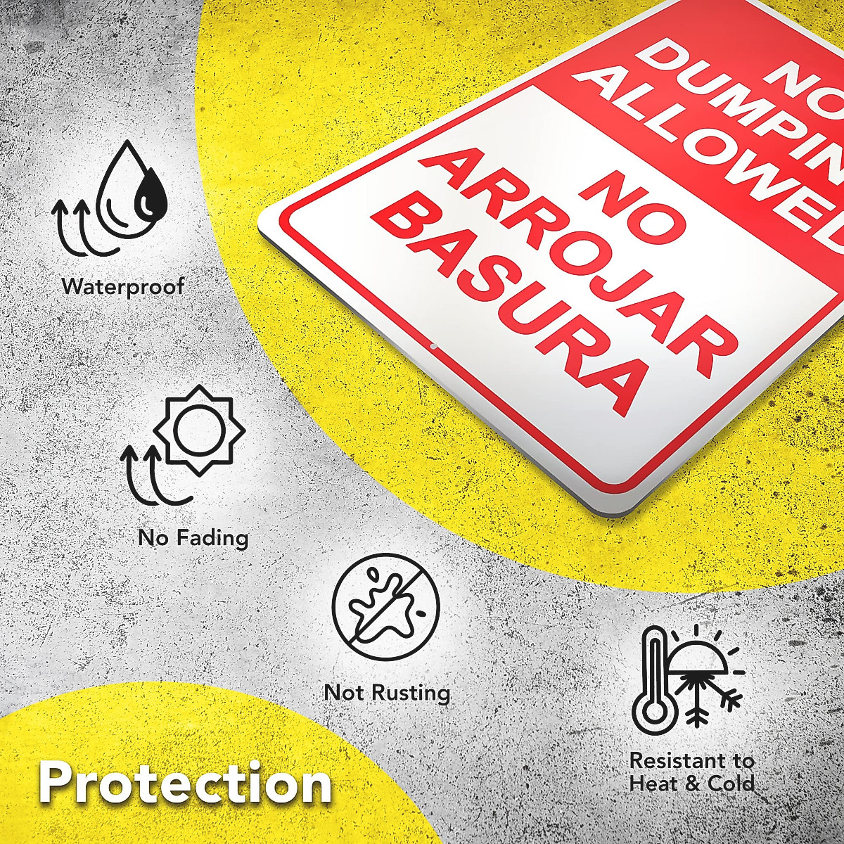 No Dumping Sign - 8x12 Aluminum No Arrojar Basura Sign - No Dumping Signs Private Property English and Spanish No littering Sign Outdoor